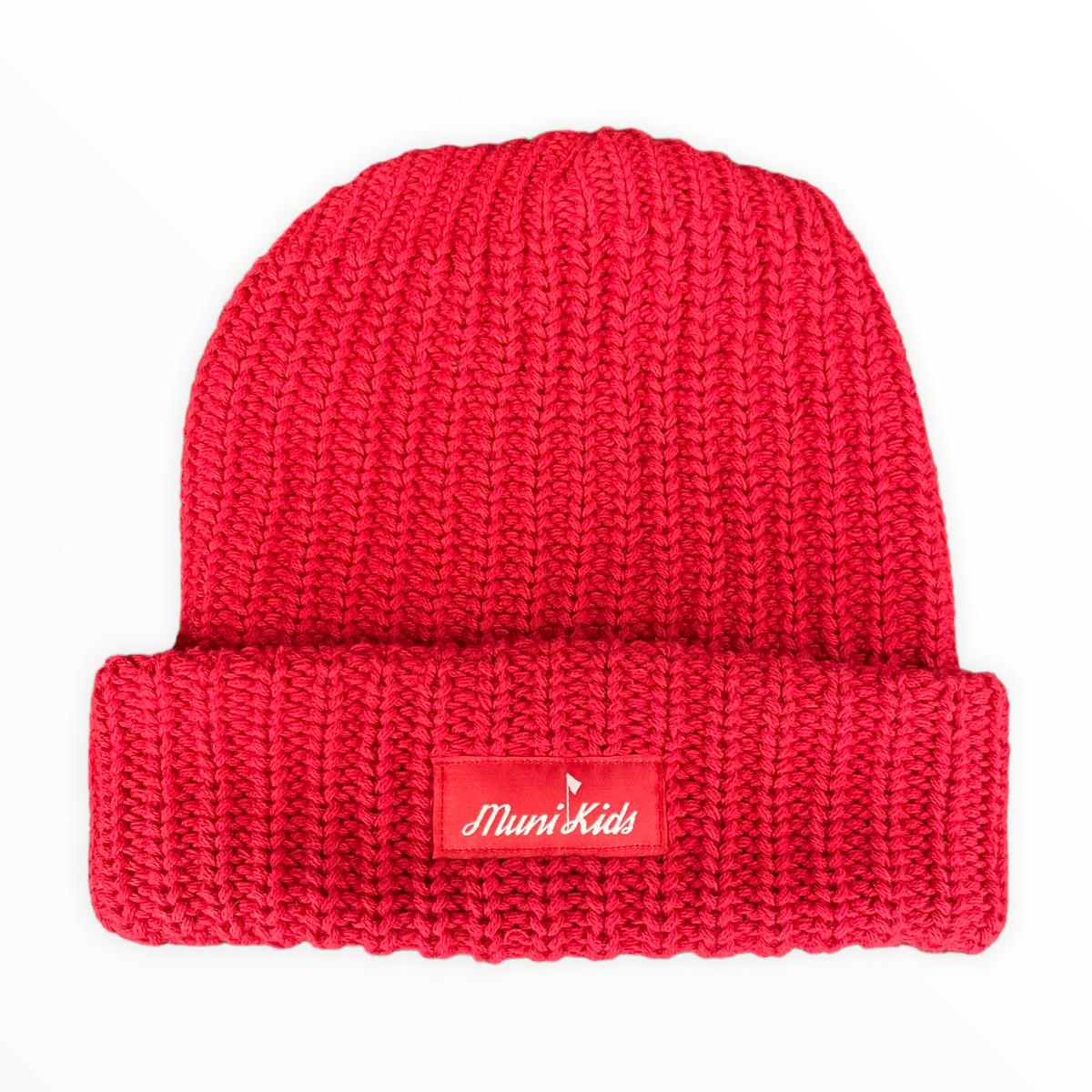 Bar Logo Heavy Knit Beanie (Red) - Golf Headwear – Muni Kids®